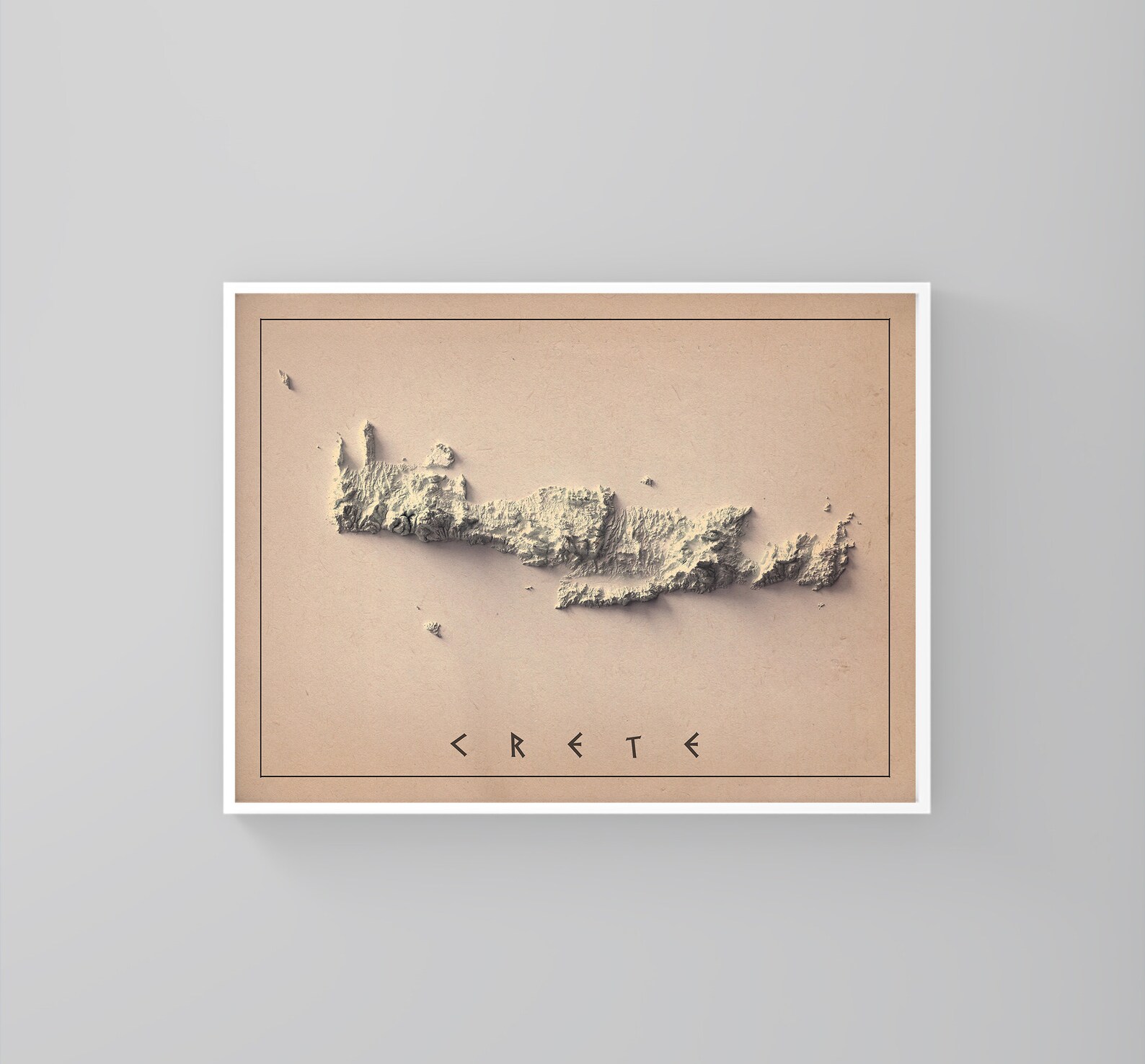 Crete Greece Map Crete 2D Relief Map Crete Minimalist Map - Etsy