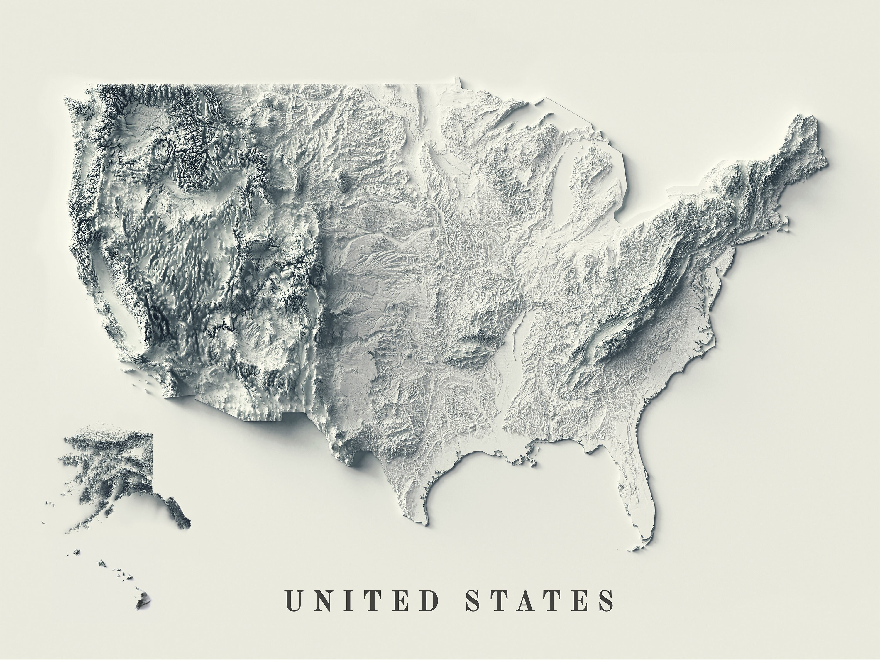 United States Map USA 2D Relief Map America Map USA Map - Etsy Australia