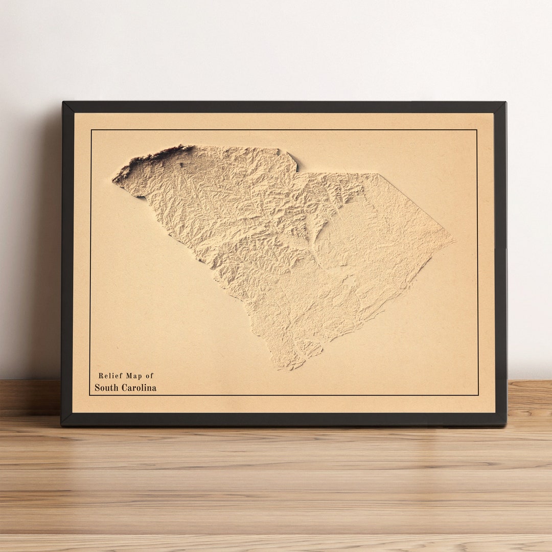 Mapa de Carolina del Sur, Mapa en relieve 2D de Carolina del Sur ...