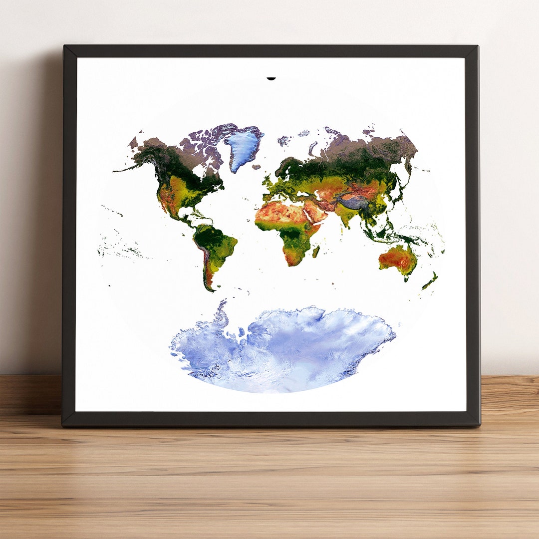 World Map, Van Der Grinten Projection, Vintage World Map, Relief World ...