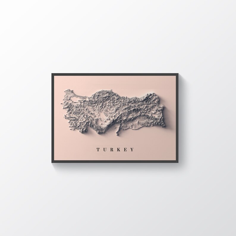 Turkey Map Turkey Shaded 2D Relief Map Turkey Vintage Map - Etsy