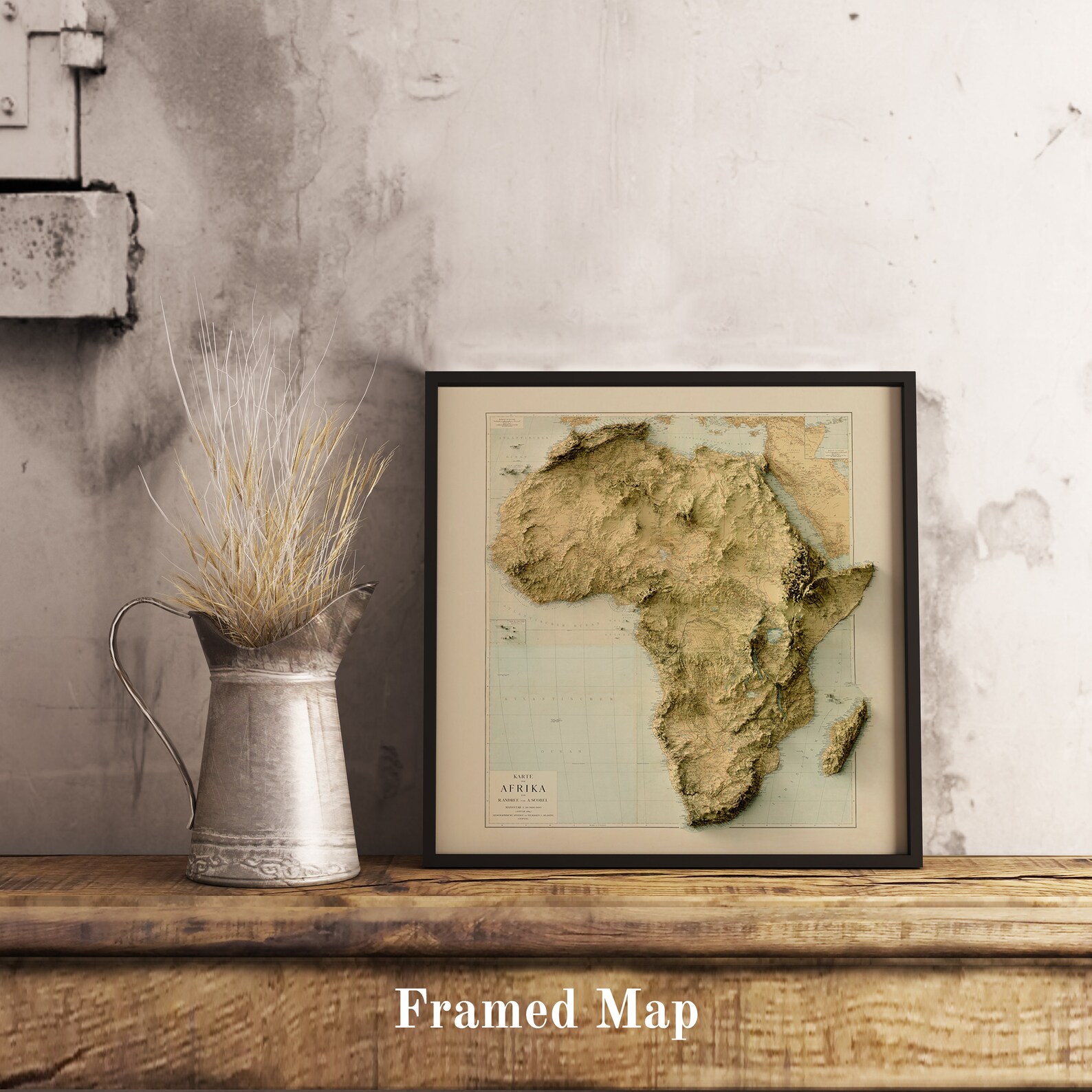 Africa Map Africa 2D Relief Map Africa Vintage Map Africa - Etsy