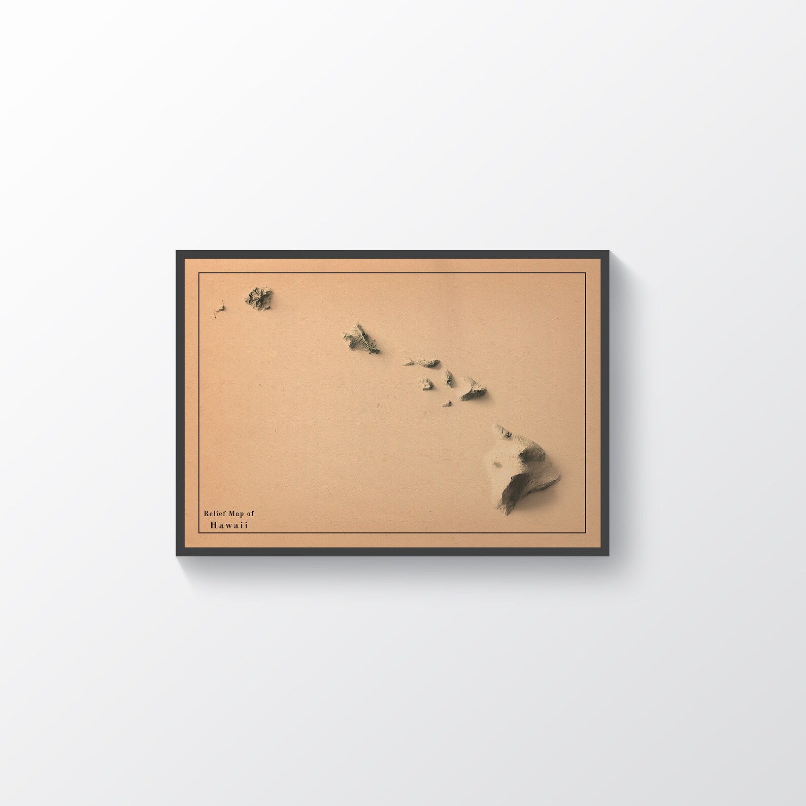 Hawaii Map Hawaii 2D Relief Map Hawaii Minimalist Map - Etsy