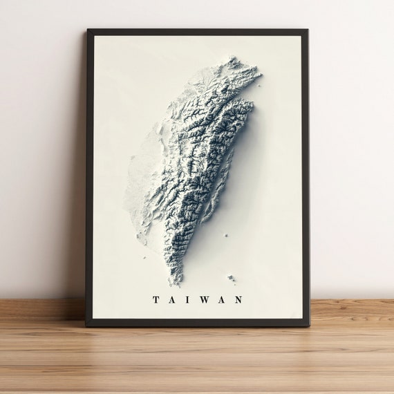 Taiwan Map Taiwan 2D Relief Map Taiwan Poster Taiwan Print - Etsy