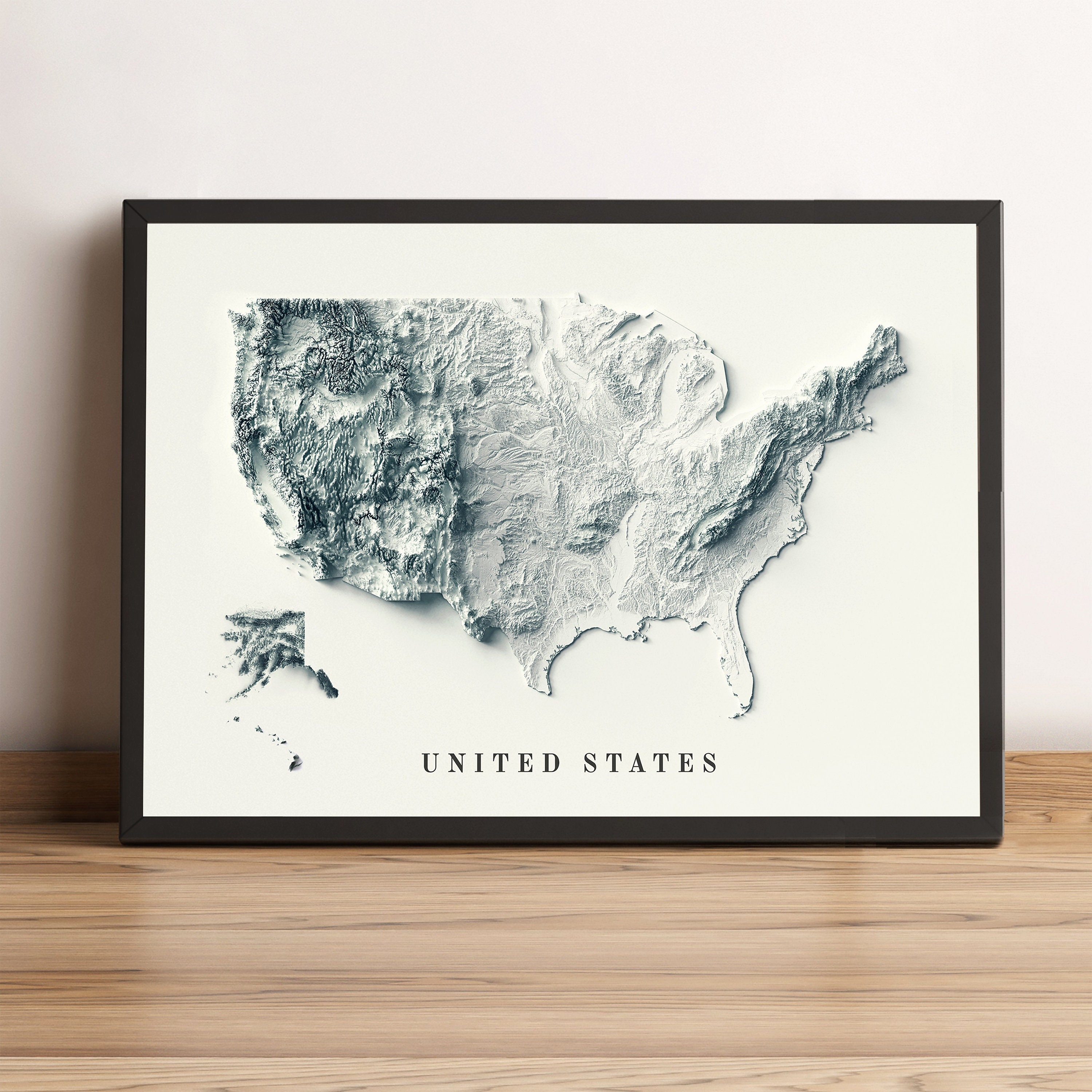 United States Map USA 2D Relief Map America Map USA Map - Etsy Australia