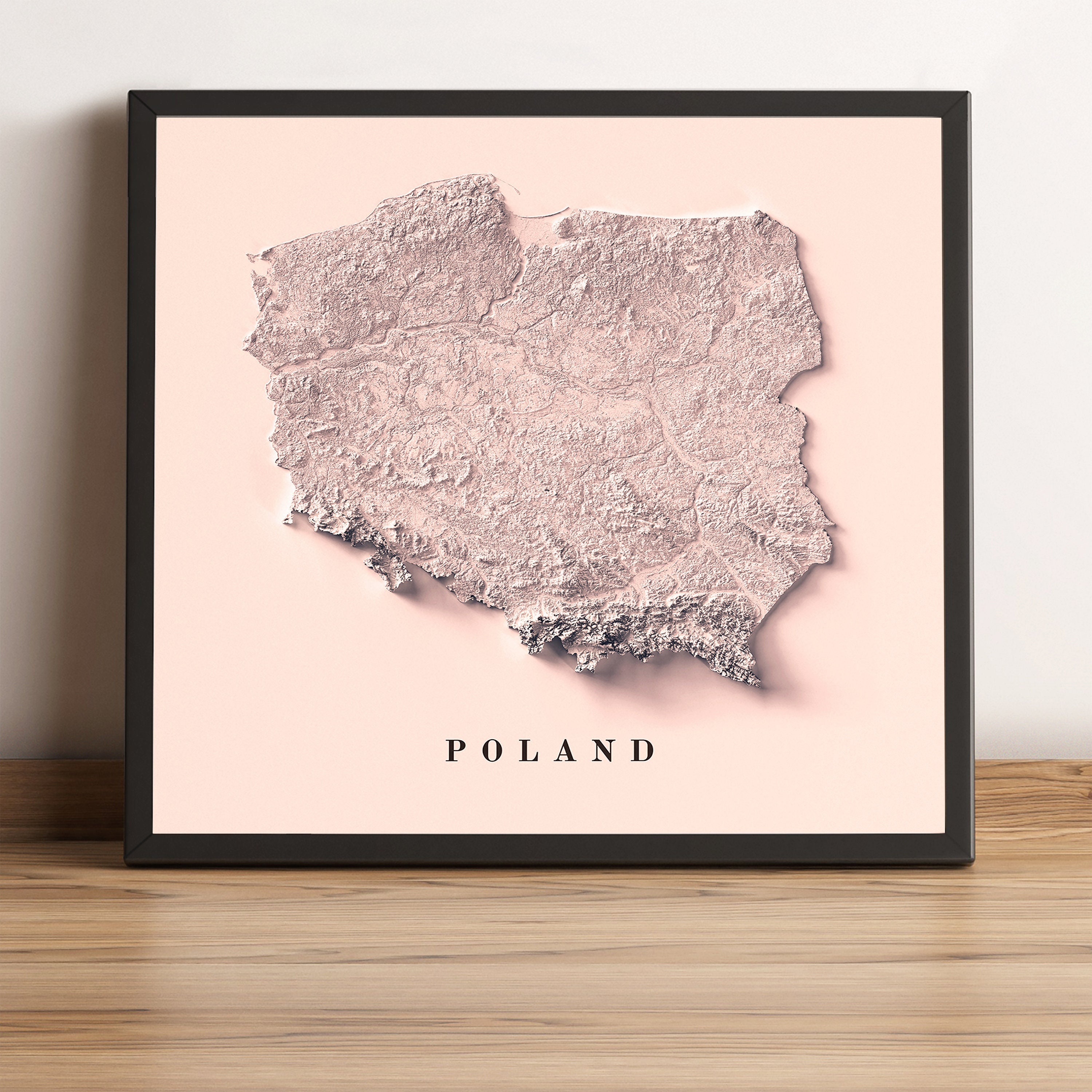 Poland Map Poland 2D Relief Map Poland Minimalist Map - Etsy