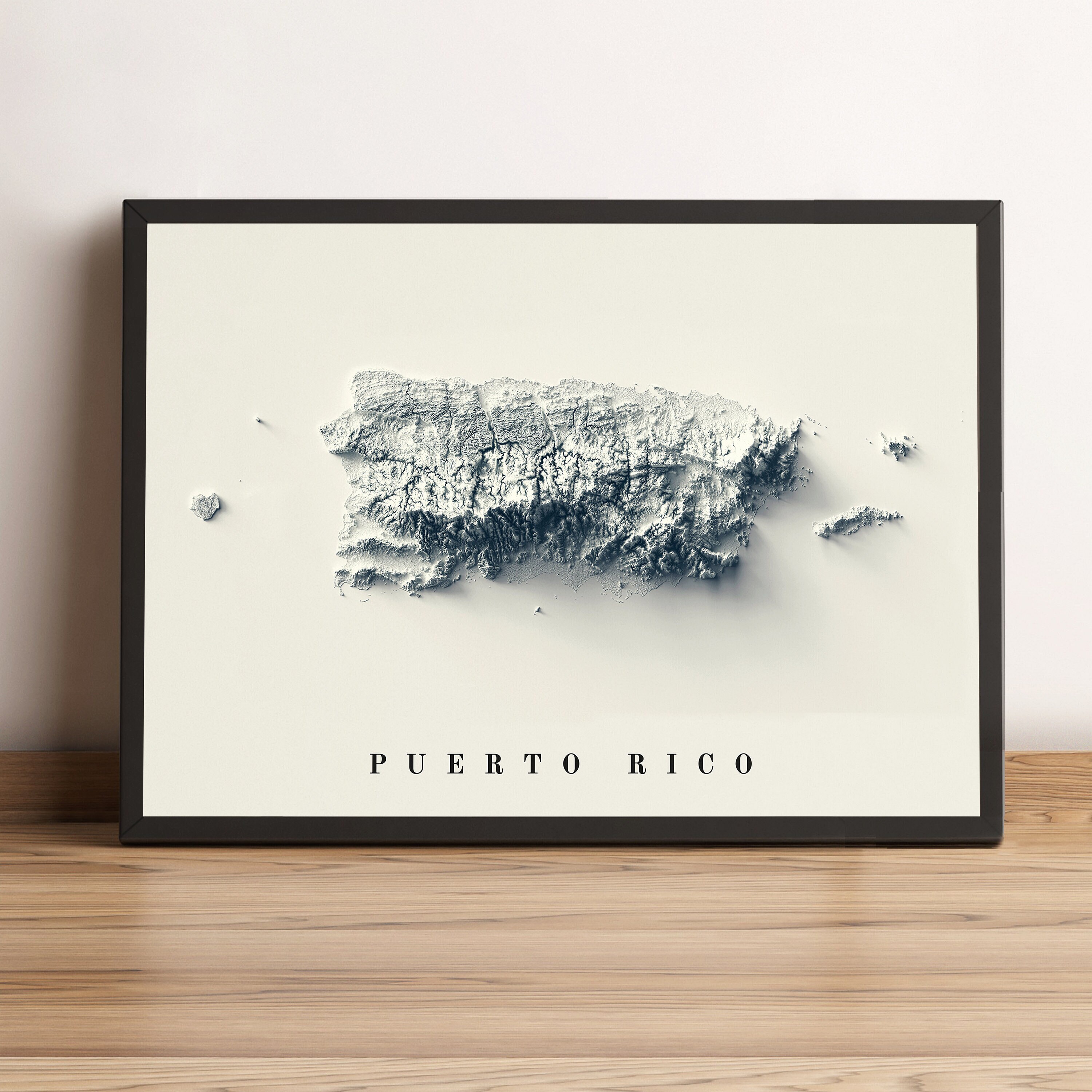 Puerto Rico Map Puerto Rico 2D Relief Map Puerto Rico Print - Etsy