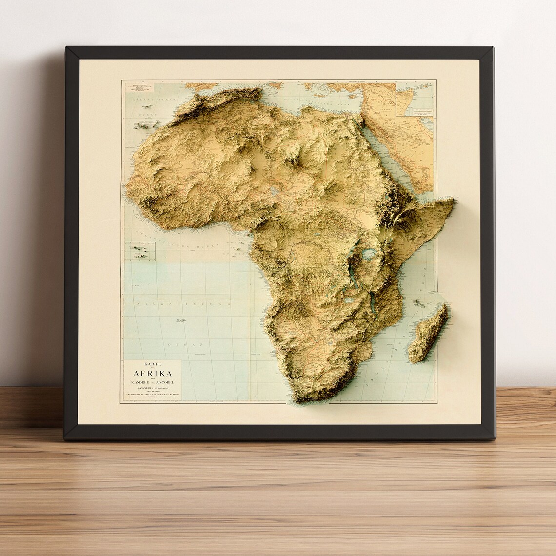 Africa Map Africa 2D Relief Map Africa Vintage Map Africa - Etsy