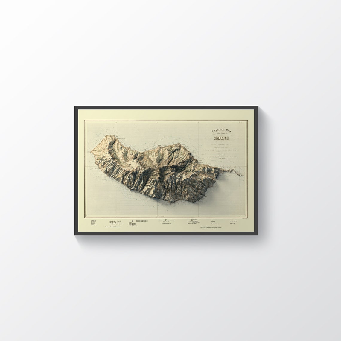 Madeira Island Portugal Map Madeira Island 2D Relief Map - Etsy