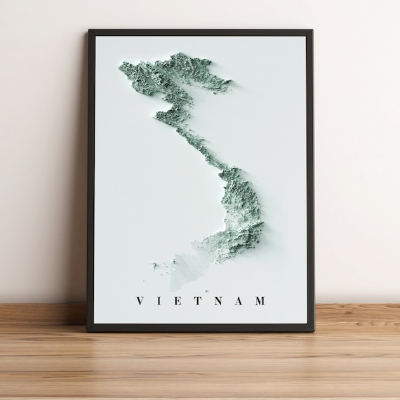 Vietnam Map Vietnam 2D Relief Map Vietnam Vintage Map - Etsy