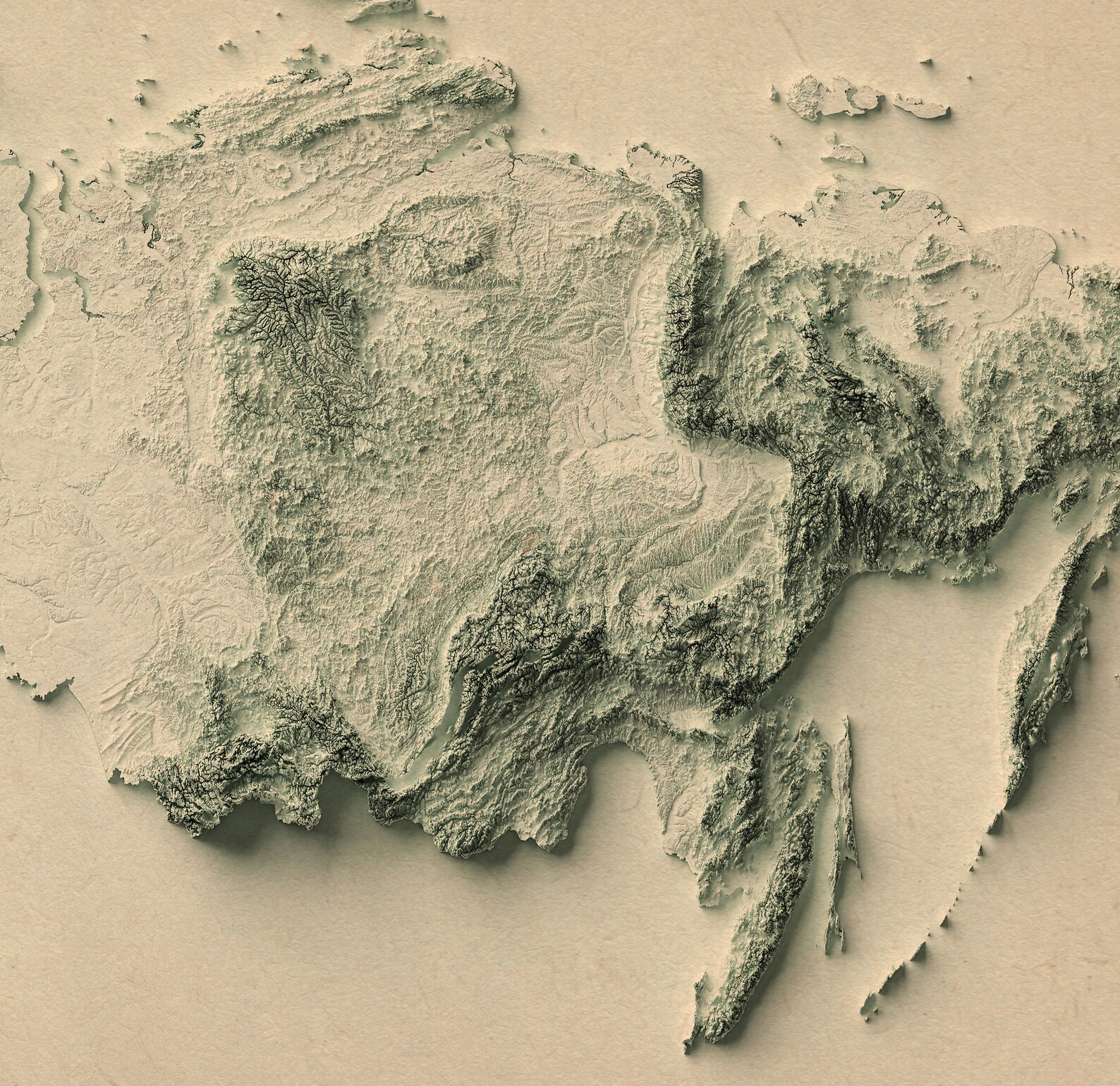 Russia Map Russia 2D Relief Map Russia Vintage Map Russia - Etsy