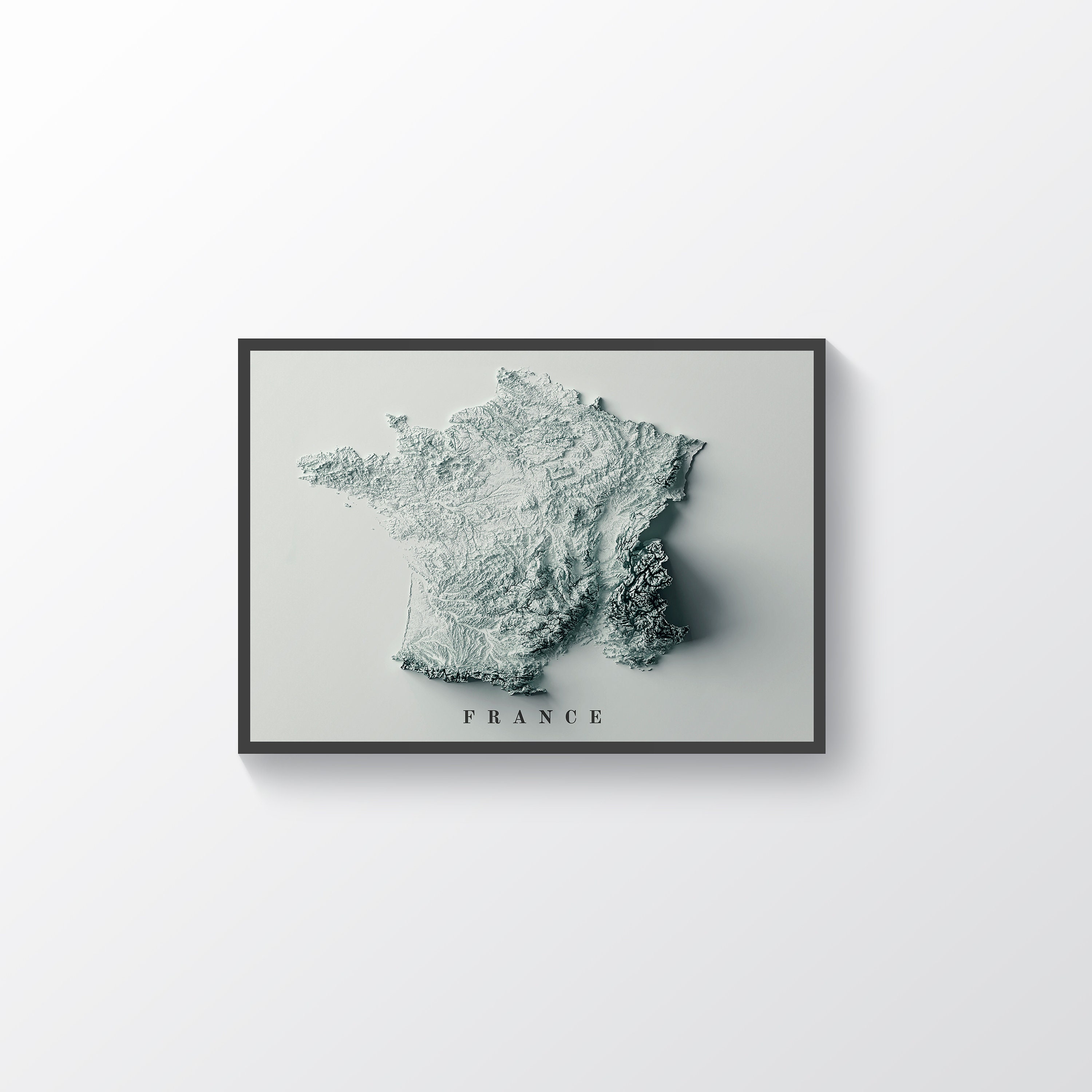 France Map, France 2D Relief Map, France Minimalist Poster, France Wall ...