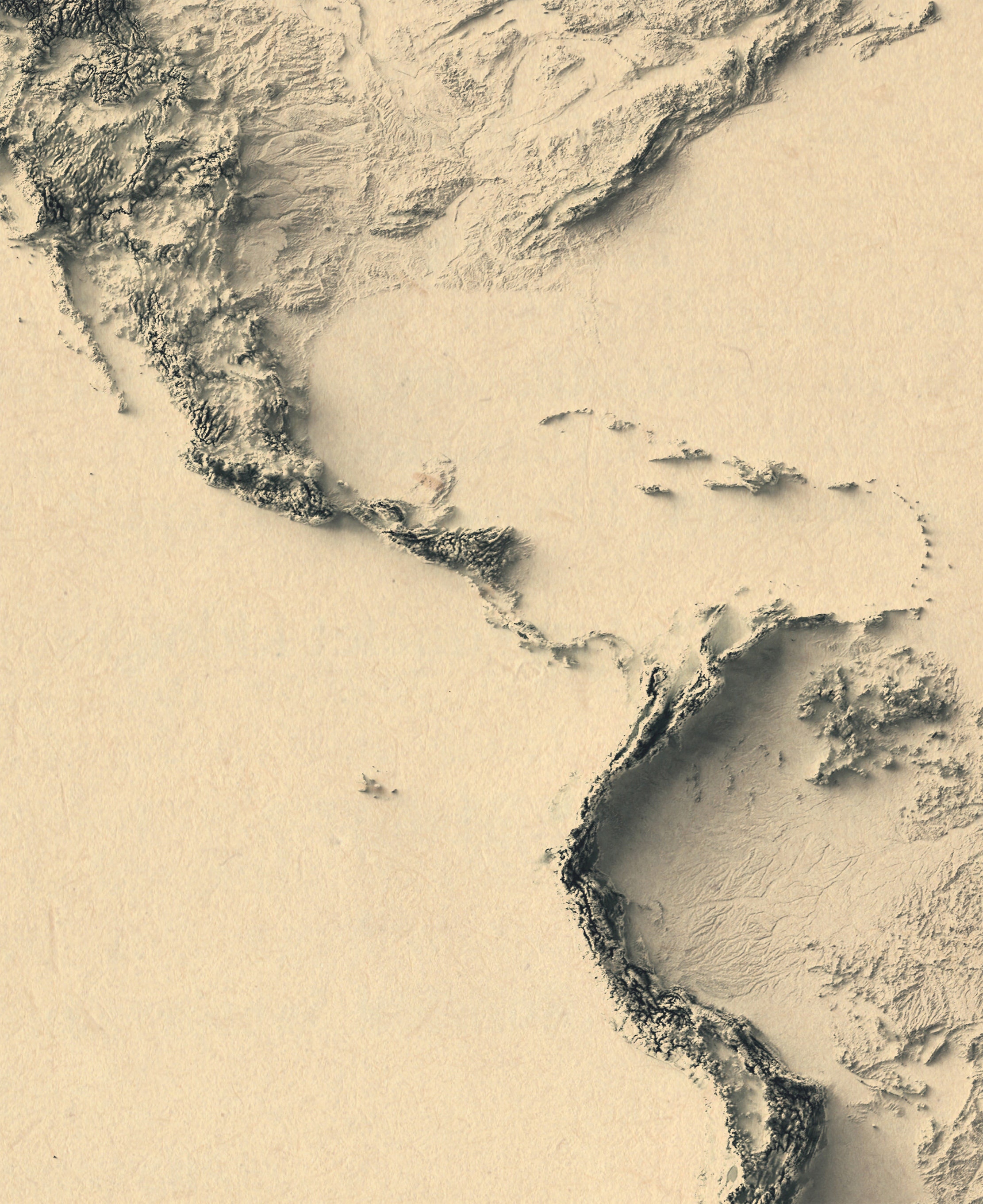 The Americas Map (2D Map), North America Relief Map, South Relief ...