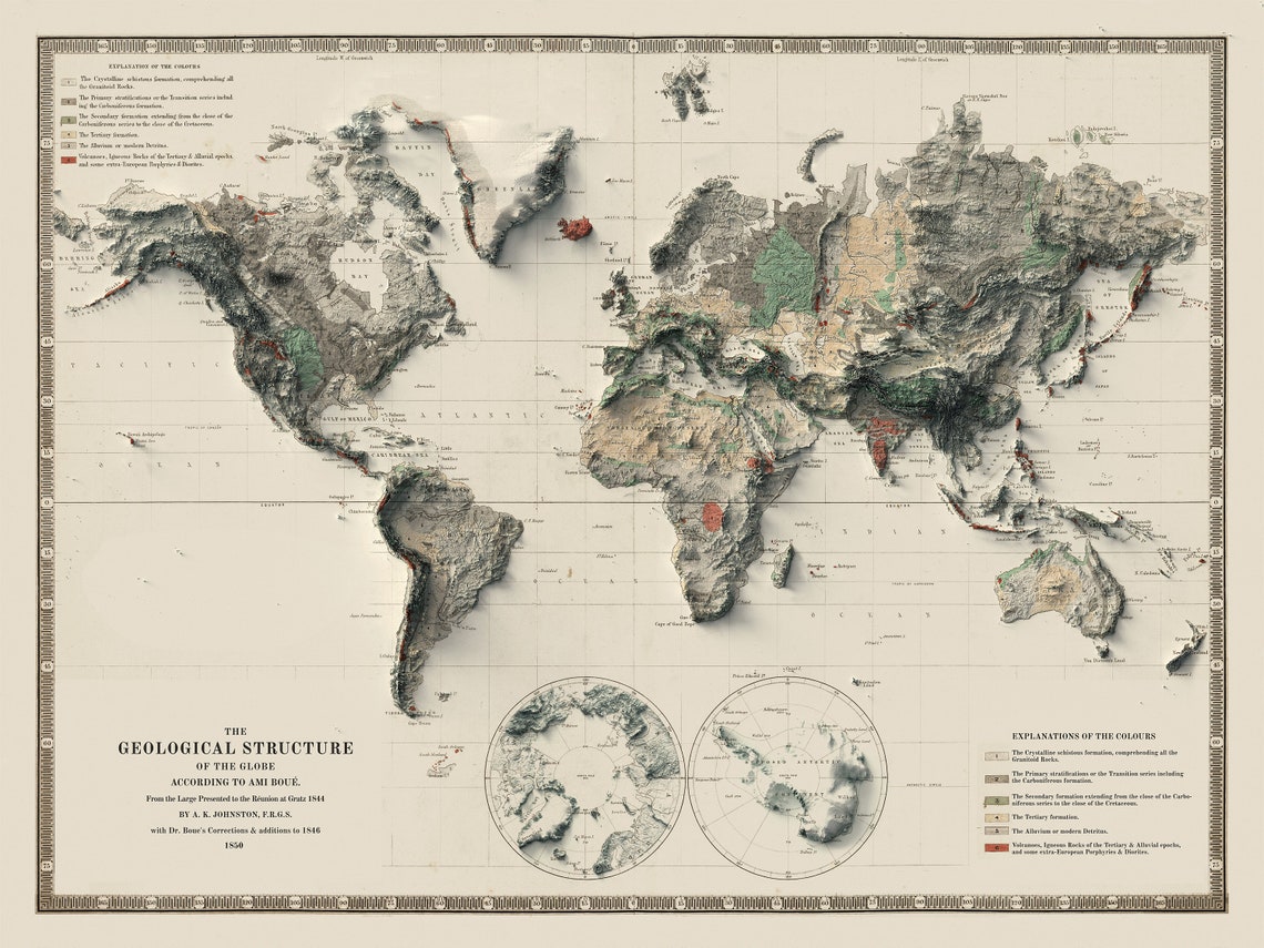 World Map World 2D Relief Map World Vintage Map World - Etsy