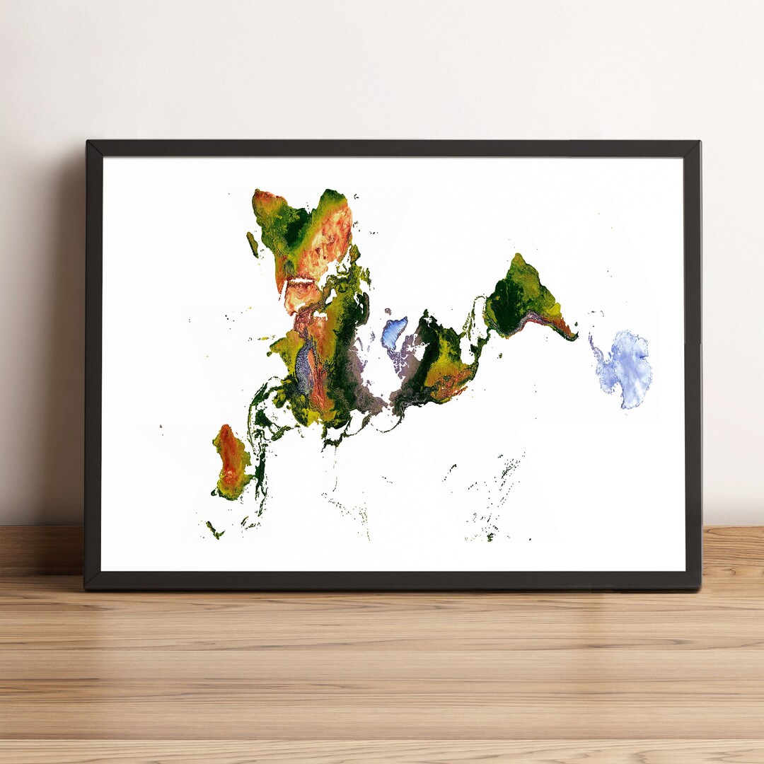 World Map, Fuller Projection Map, Vintage World Map, Relief World Map ...