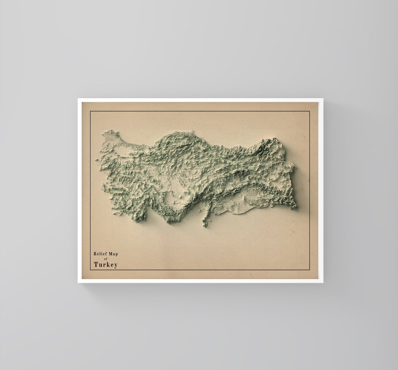 Turkey Map Turkey Shaded 2D Relief Map Turkey Vintage Map - Etsy