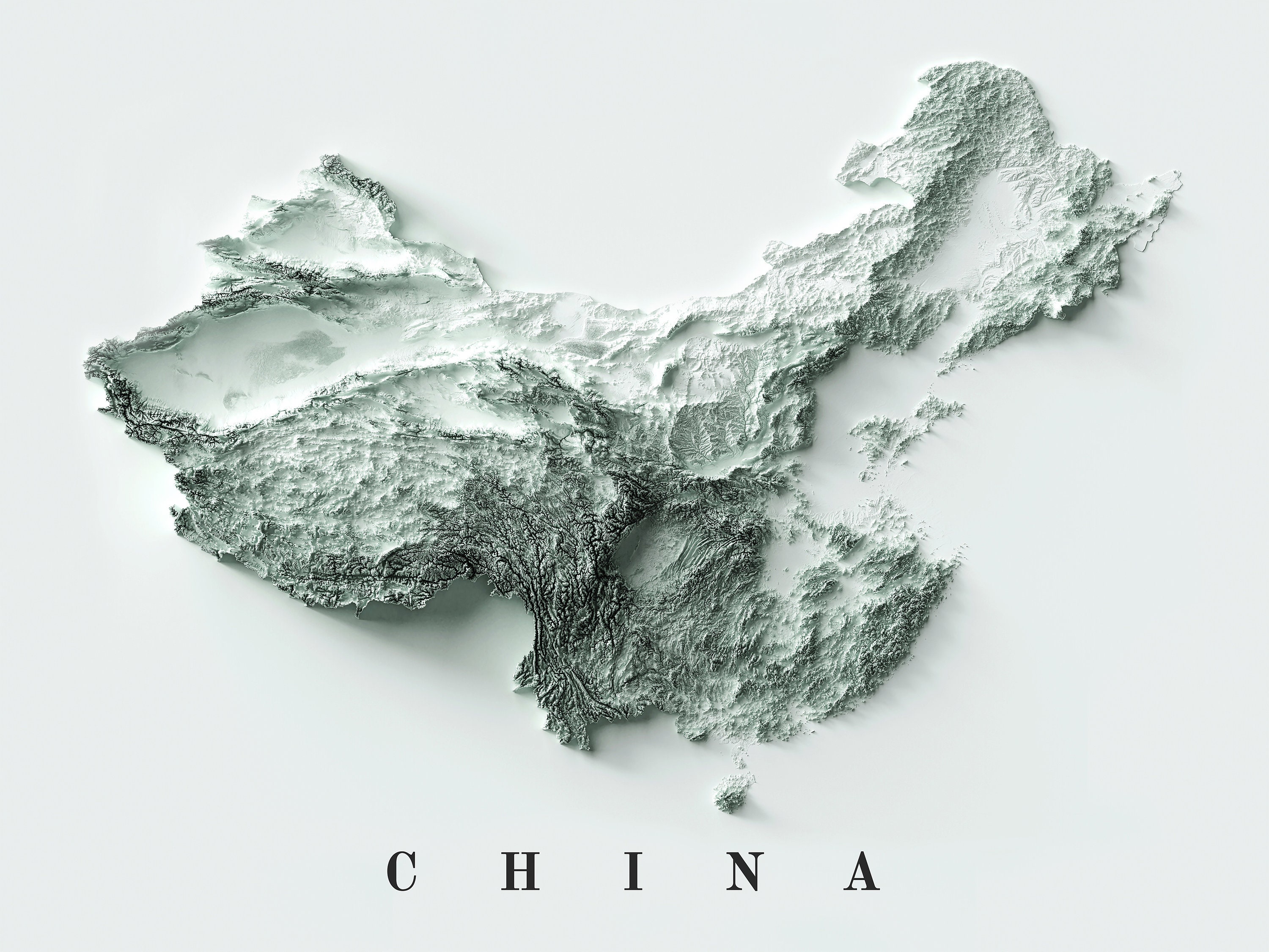 China Map China 2D Relief Map China Vintage Map China Topo - Etsy UK