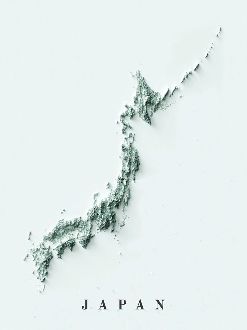 Japan Map Japan 2D Relief Map Japan Wall Art Japan Poster - Etsy