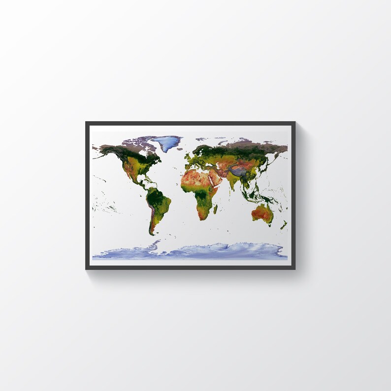 World Map, WGS 84 Projection Map, Vintage World Map, Relief World Map ...