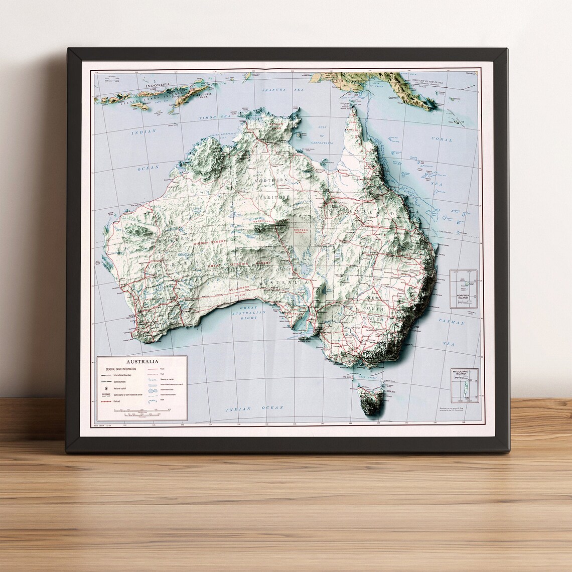 Australia Map, Australia 2D Relief Map, Australia Old Map, Australia ...