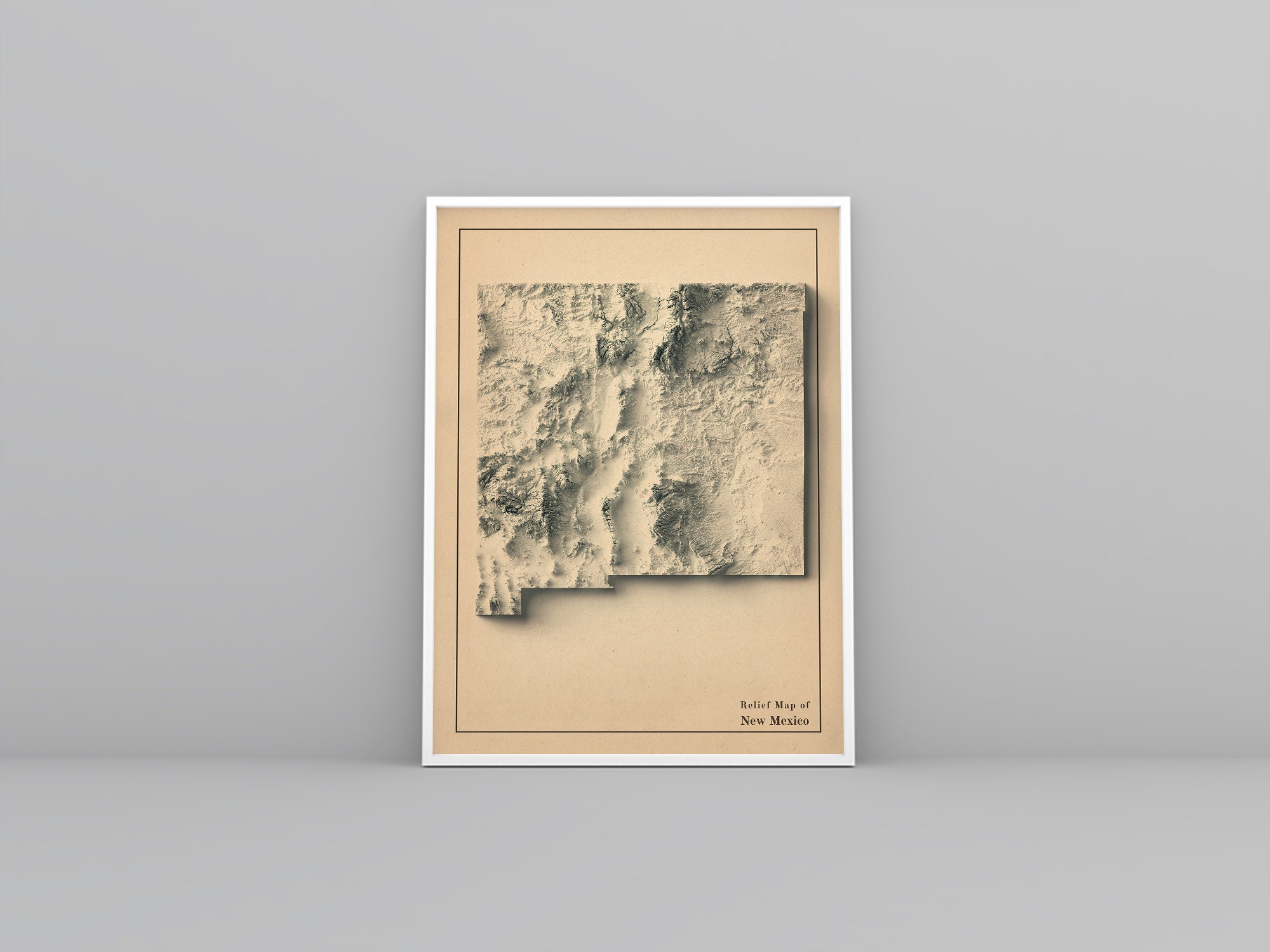 New Mexico Map New Mexico 2D Relief Map New Mexico - Etsy