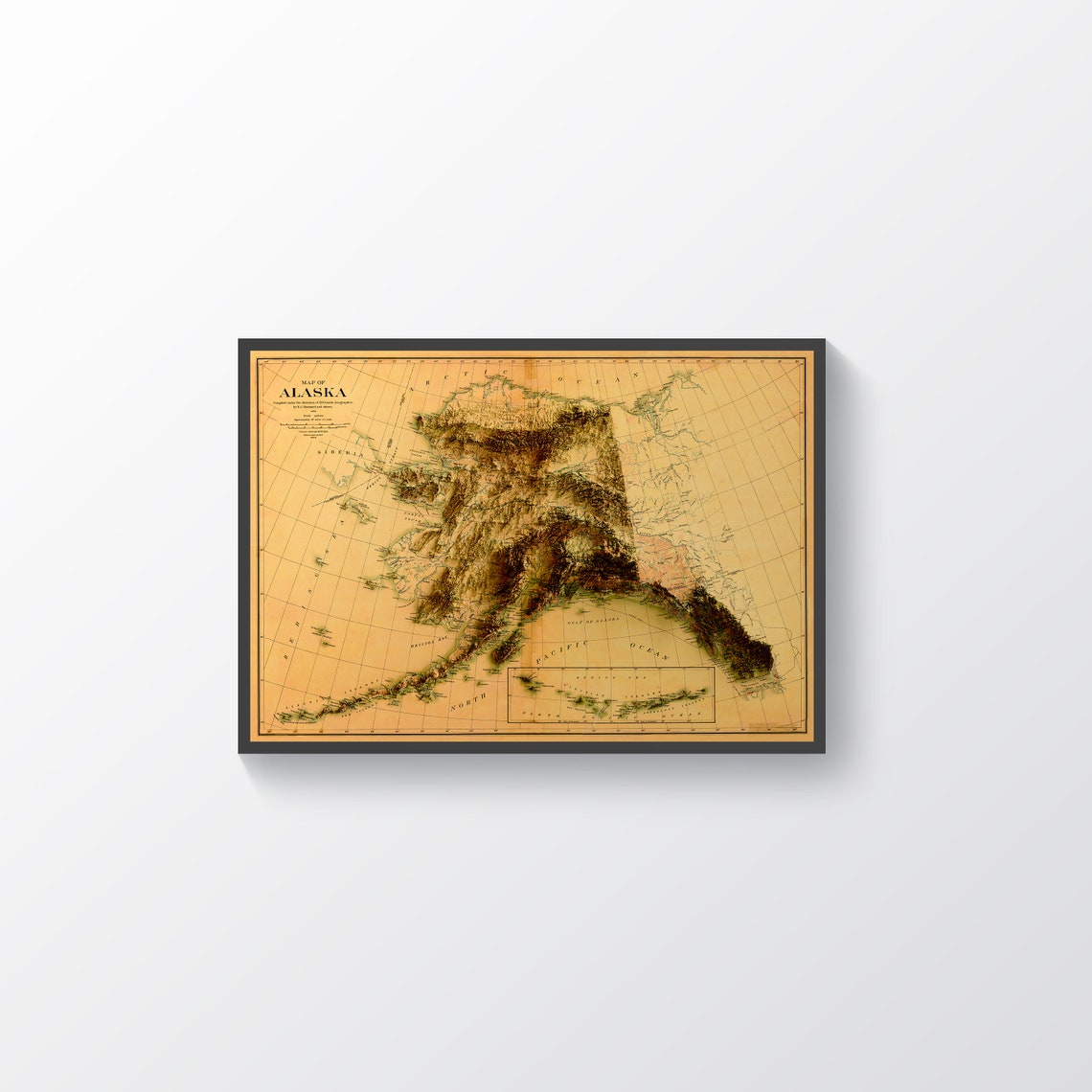 Alaska Map Alaska 2D Relief Map Alaska Historical Map - Etsy