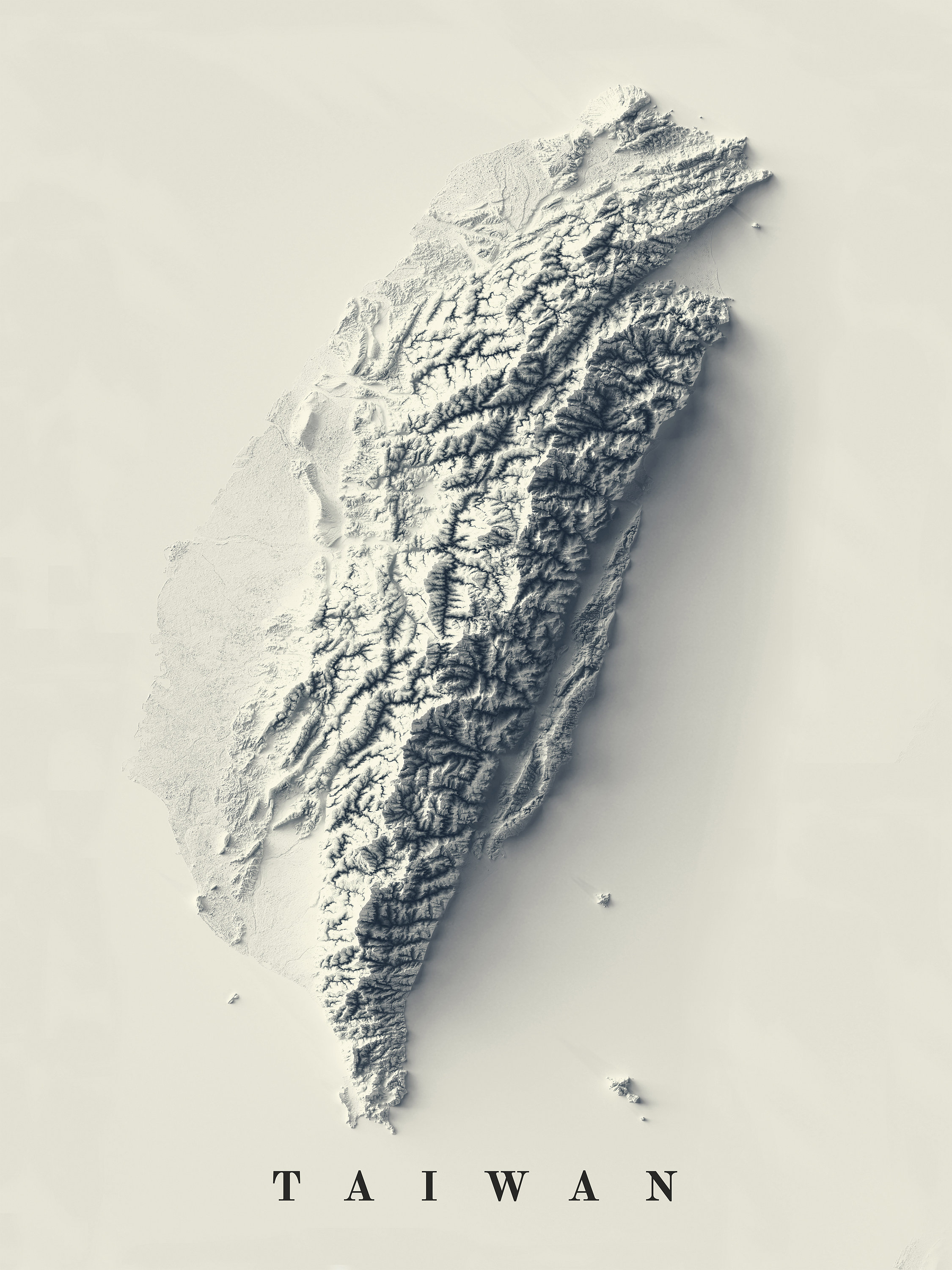 Taiwan Map Taiwan 2D Relief Map Taiwan Poster Print Taiwan - Etsy