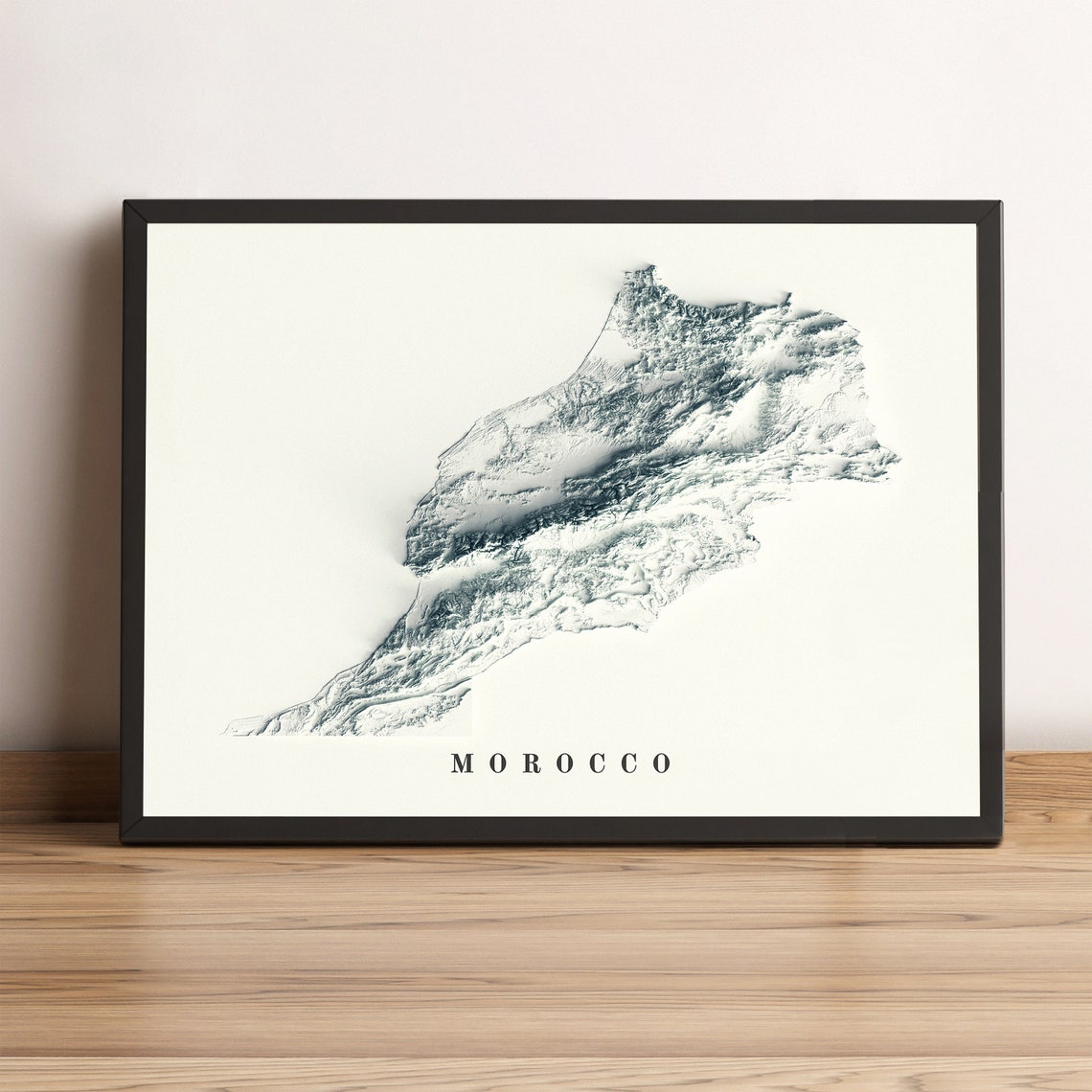 Morocco Map, Morocco 2D Relief Map, Morocco Minimalist Map, Morocco ...