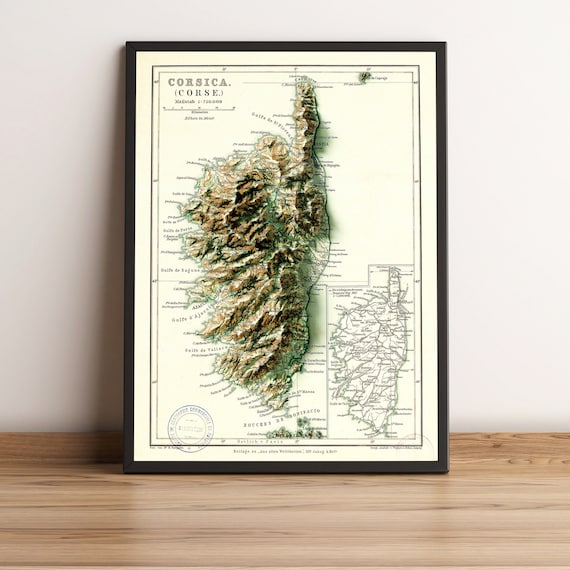 Corsica Map Corsica 2D Relief Map Corse Map Corsica Map - Etsy