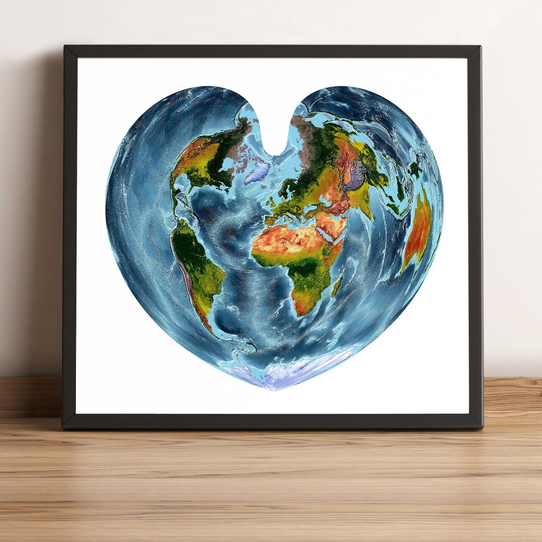 World Map, Bonne Projection, Vintage World Map, Relief World Map ...