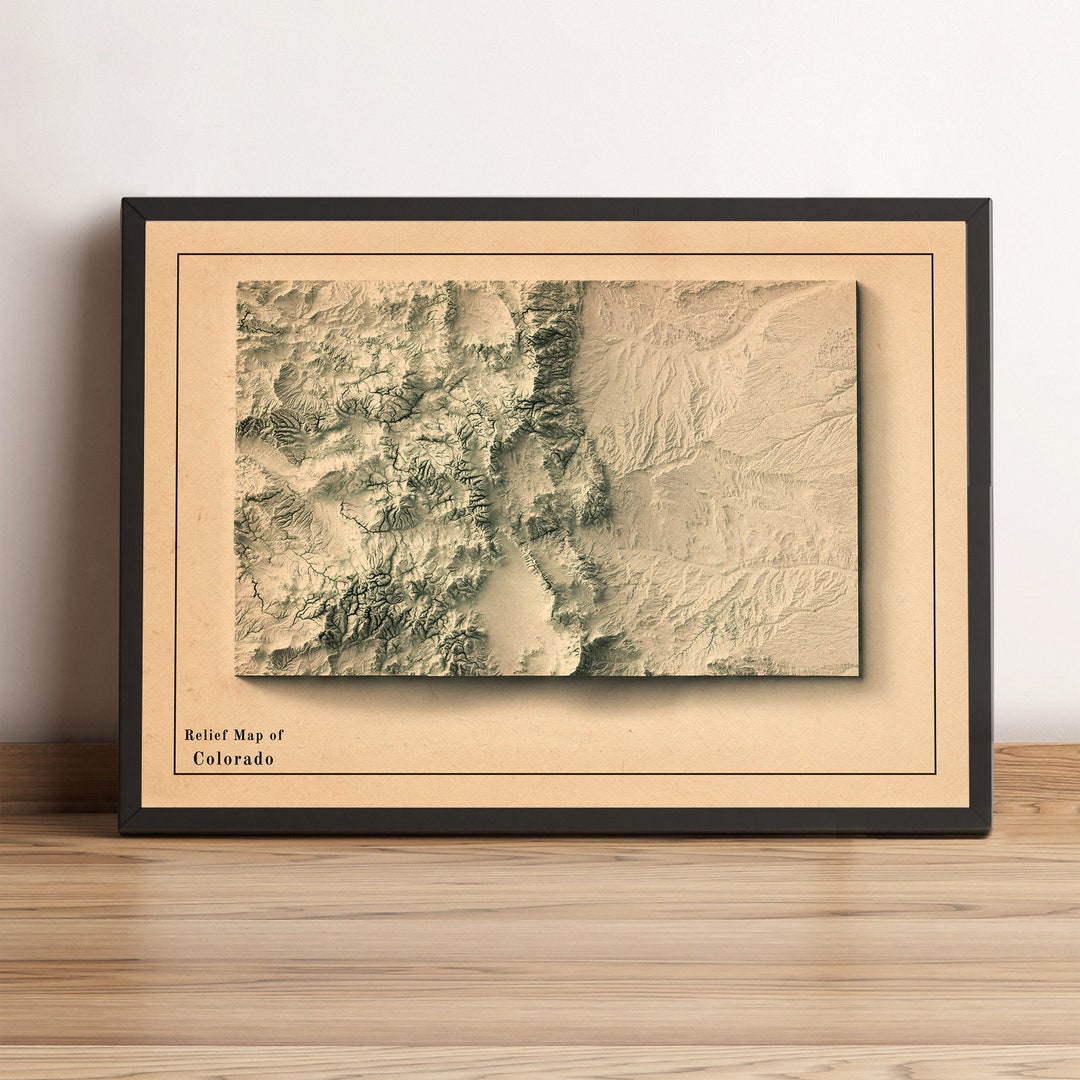 Colorado Map, Colorado 2D Relief Map, Colorado Framed Wall Art ...