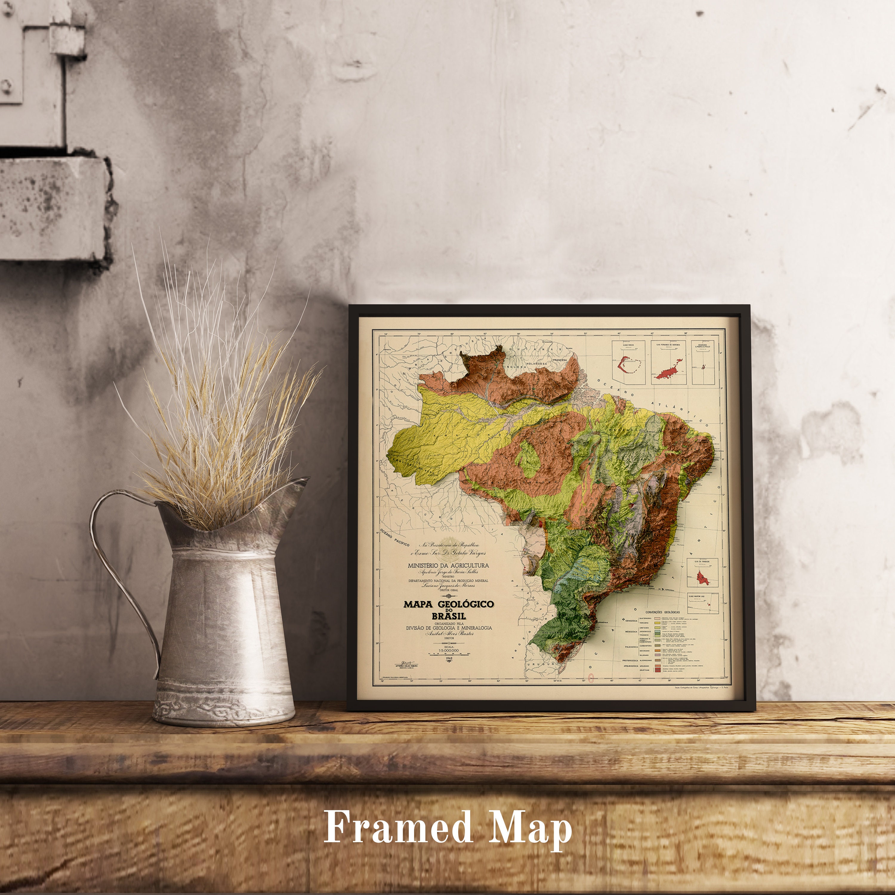 Brazil Map Brazil 2D Relief Map Brazil Poster Print Brazil - Etsy Canada