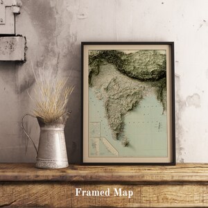 India Map, India 2D Relief Map, India Vintage Map, India Printed Map ...