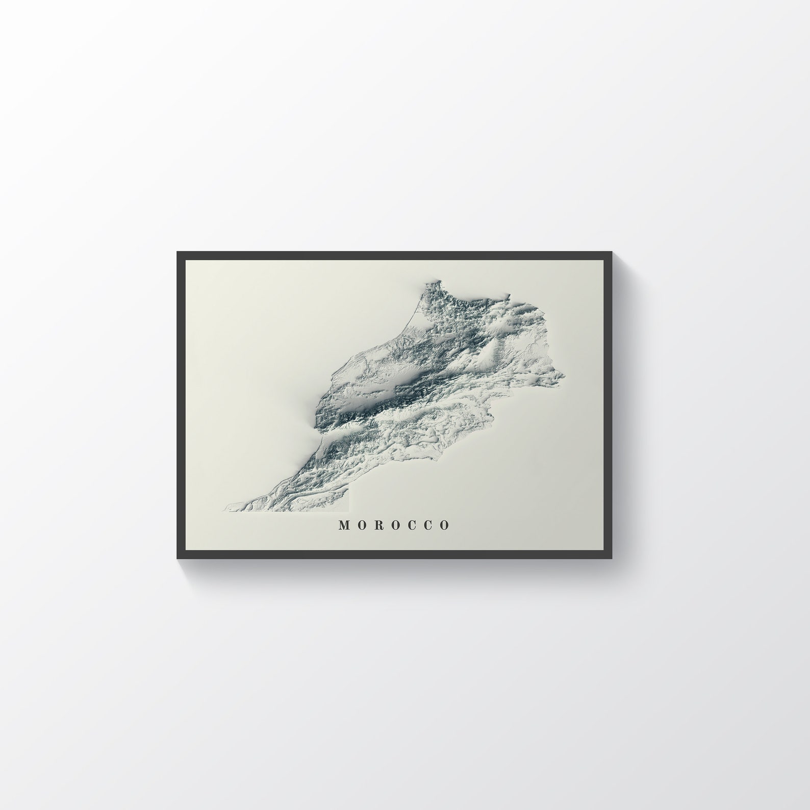 Morocco Map, Morocco 2D Relief Map, Morocco Minimalist Map, Morocco ...