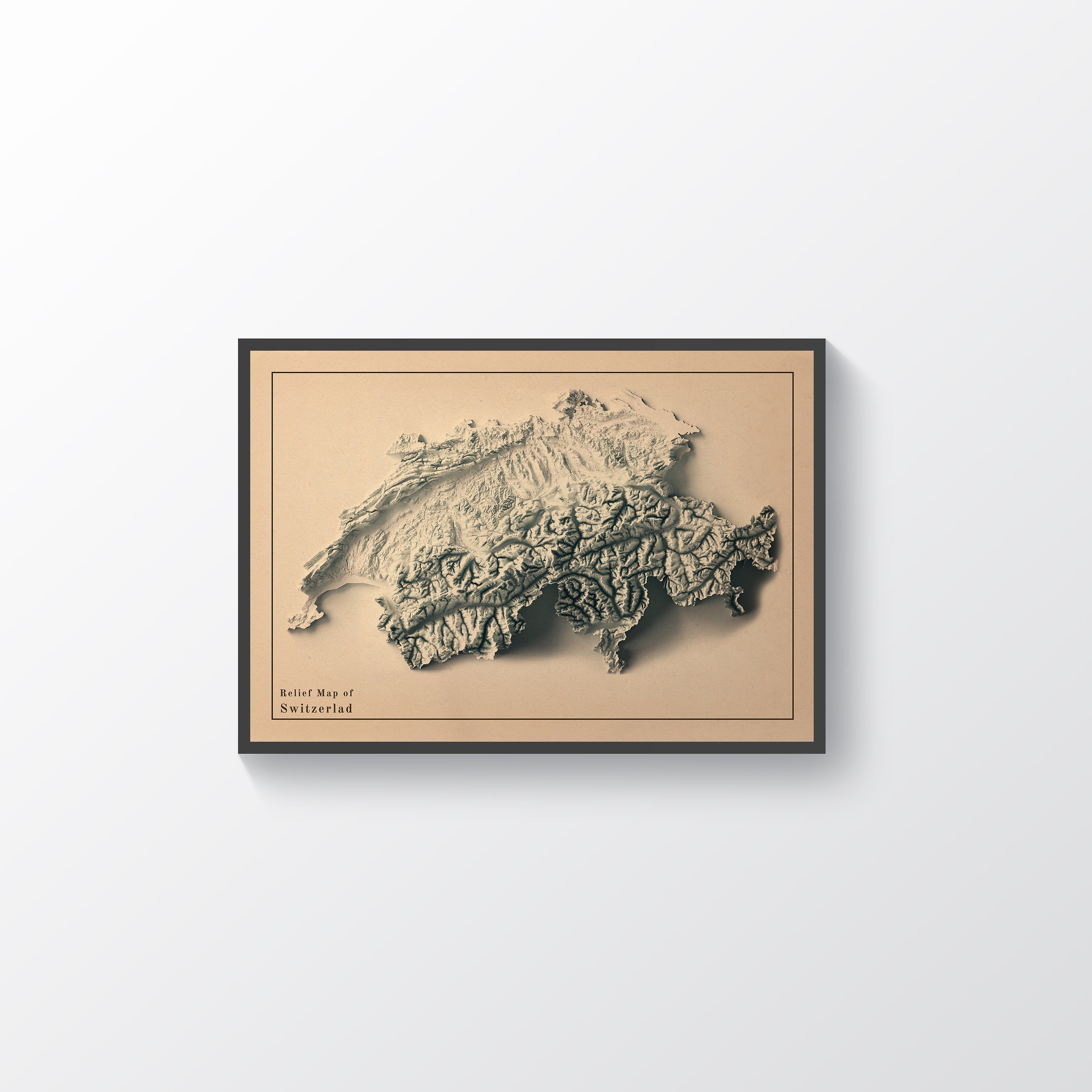 Mapa de Suiza mapa de relieve 2D de Suiza mapa de La Suisse - Etsy México