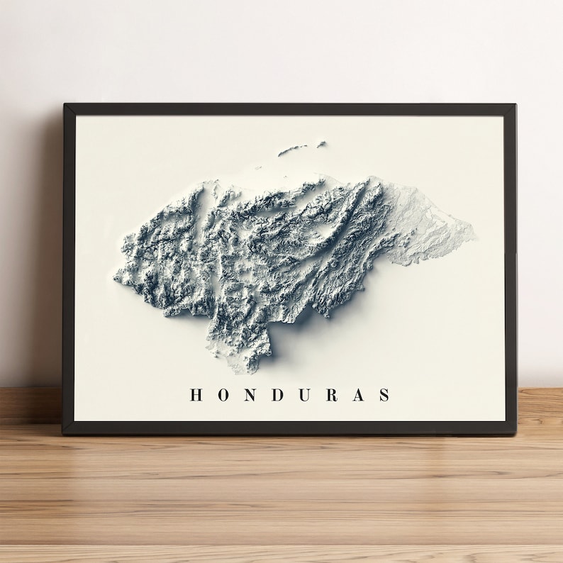 Honduras Map Honduras 2D Relief Map Honduras Vintage Map - Etsy