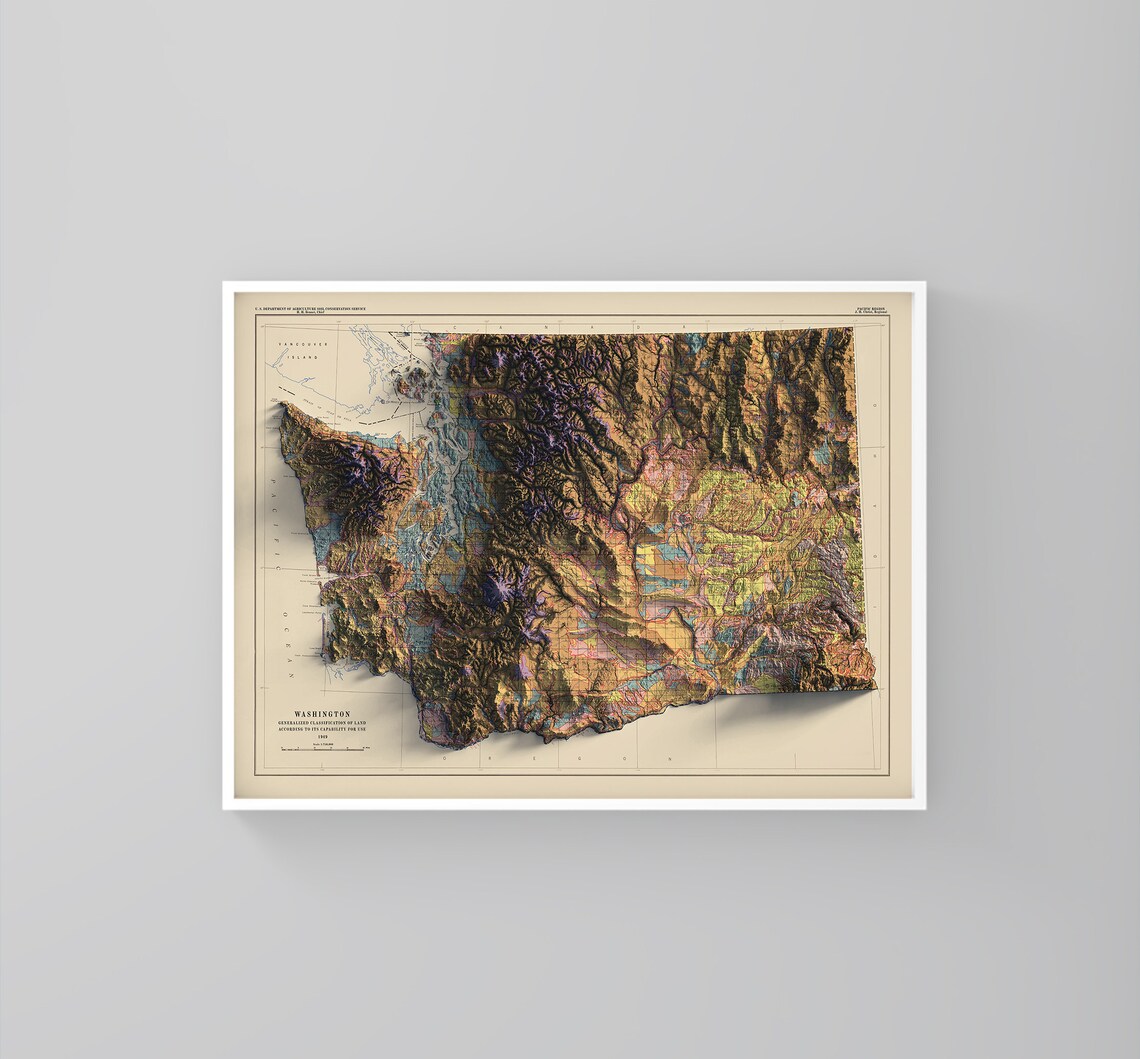 Washington Soil Map Washington 2D Relief Map Washington Soil - Etsy