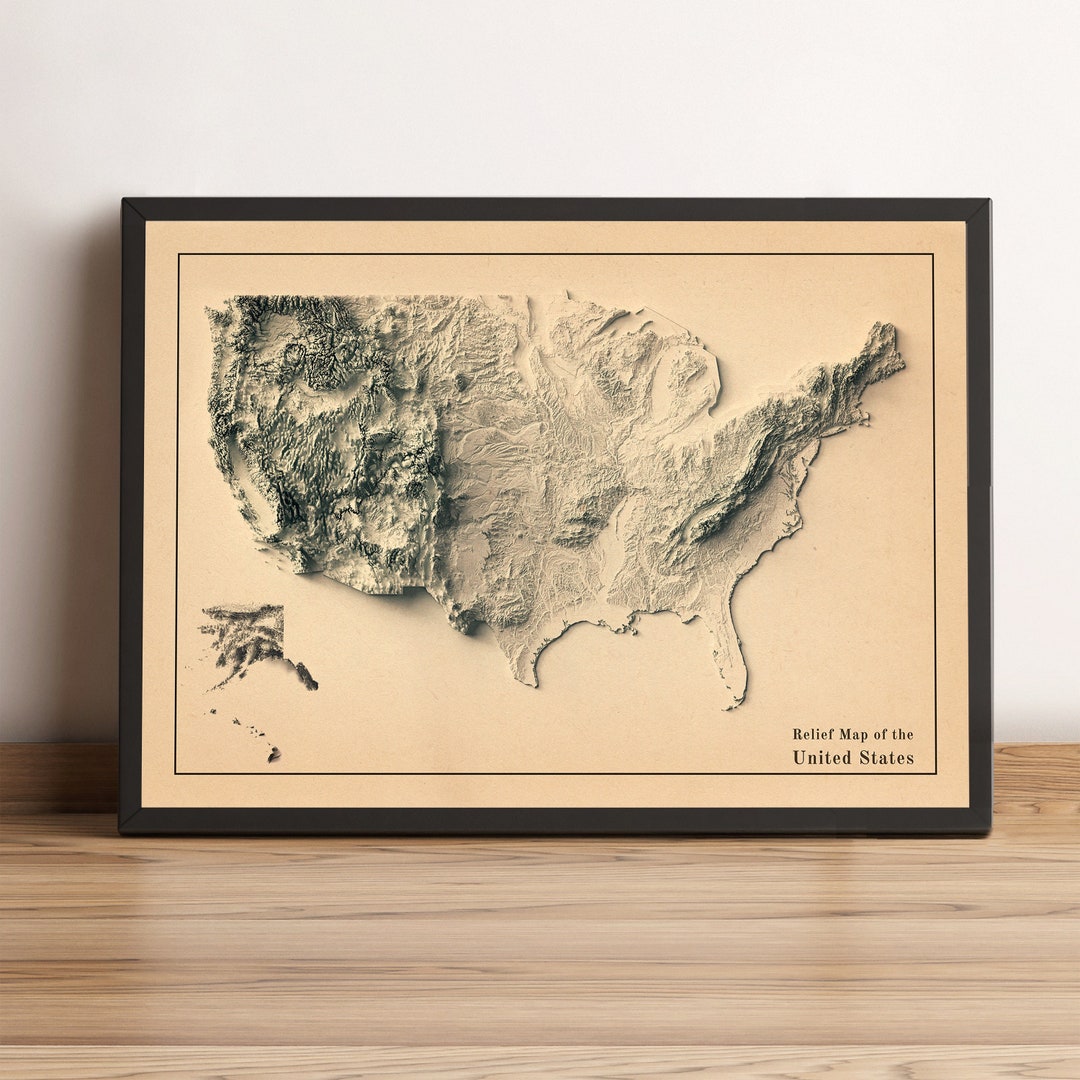 United States Map, USA 2D Relief Map, America Map, USA Map, United ...