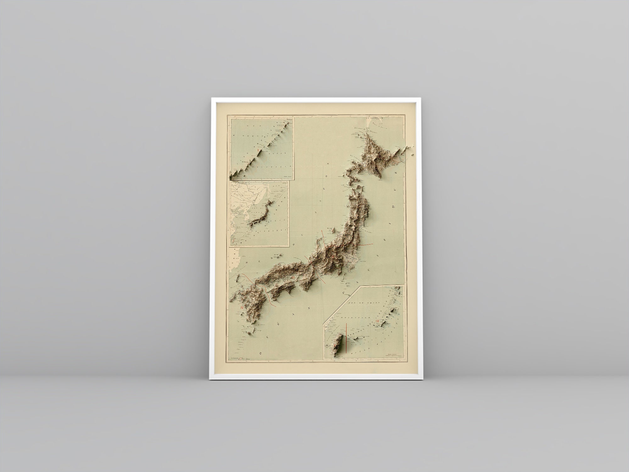 Japan Map Japan 2D Relief Map Japan Historical Map Japan - Etsy