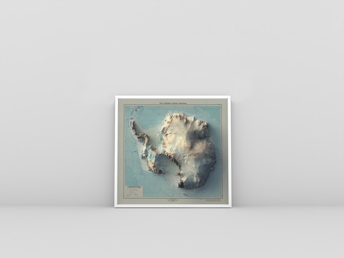 Antarctica Map (cyrillic Russian Map), Antarctica 2D Relief Map ...