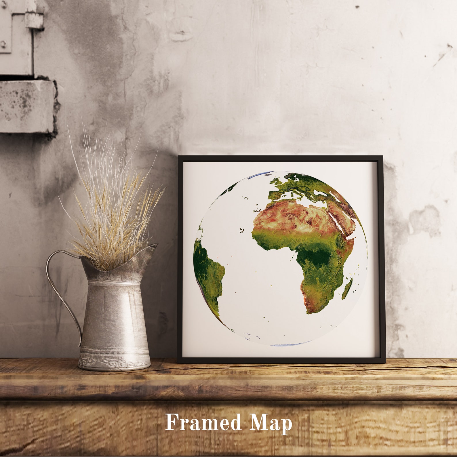 World Map Vertical Perspective Projection Vintage World | Etsy