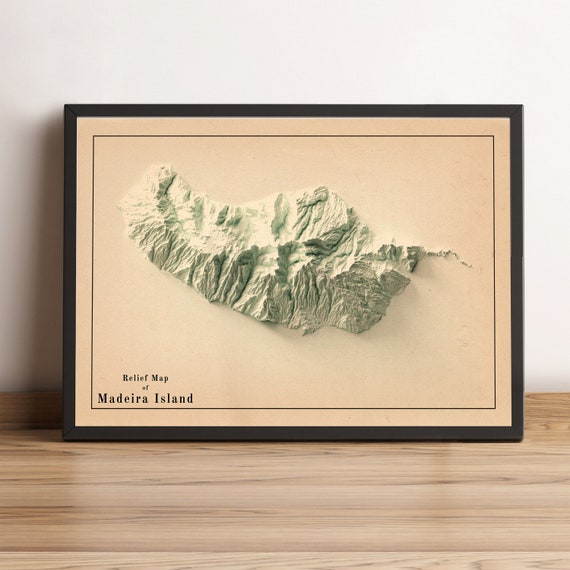 Madeira Island Portugal Map Madeira Island Relief Map | Etsy