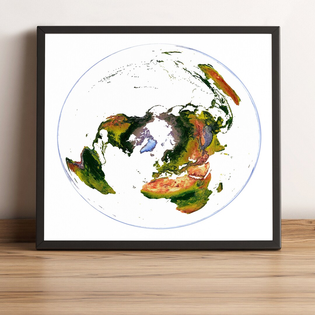 World Map, WGS 1984 Grid North Projection, Vintage World Map, Relief ...