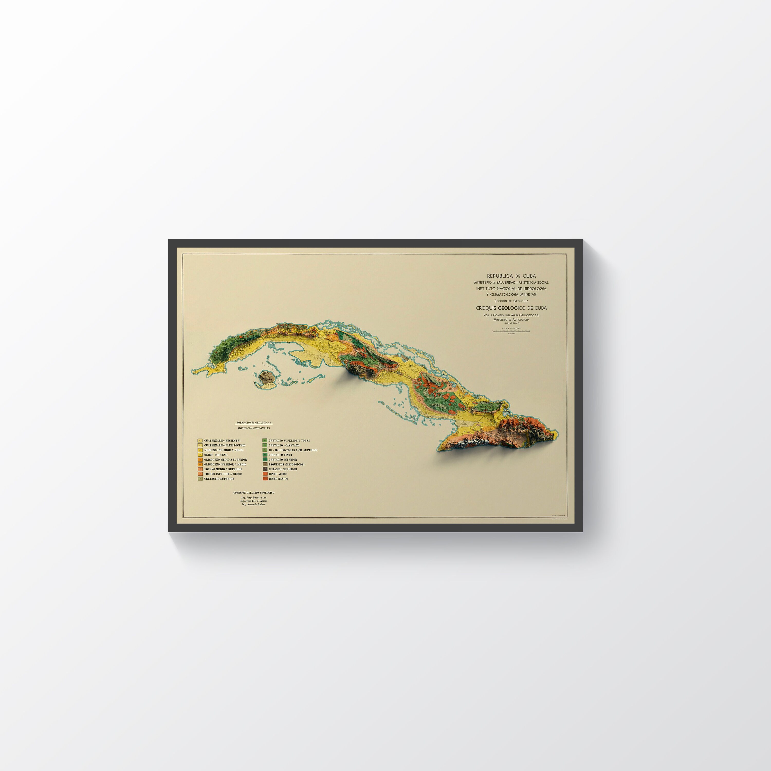 Cuba Map Cuba 2D Relief Map Cuba Vintage Map Cuba Poster - Etsy