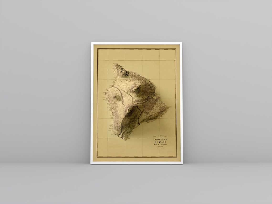 Hawaii Island Map Hawaii Map Hawaii 2D Relief Map Big - Etsy