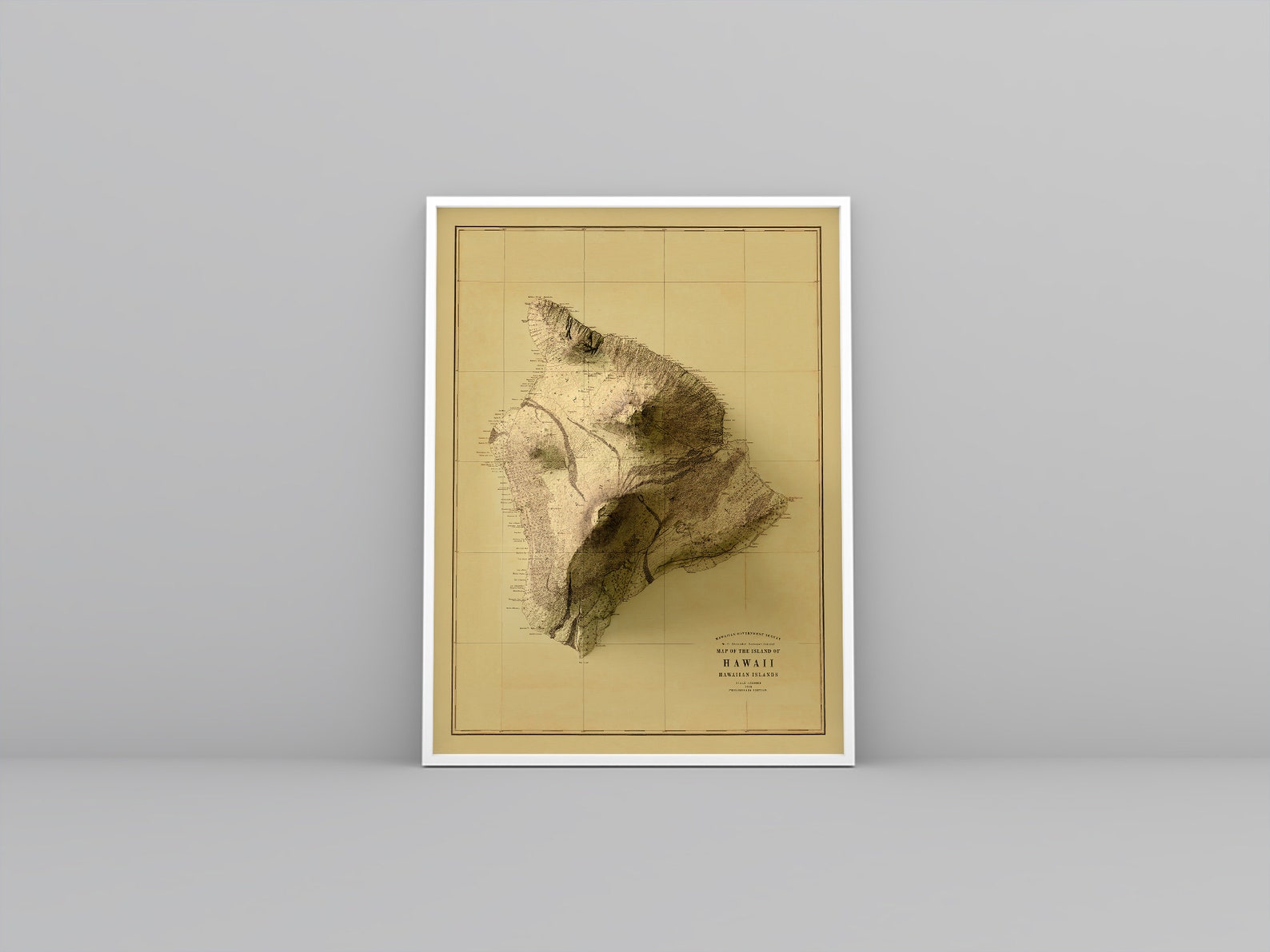 Hawaii Island Map Hawaii Map Hawaii 2D Relief Map Big - Etsy