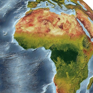 World Map, Vertical Perspective Projection, Vintage World Map, Relief ...