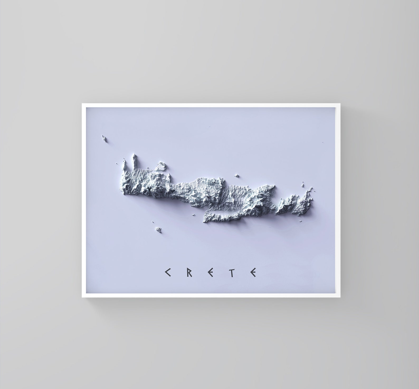 Crete Greece Map Crete 2D Relief Map Crete Minimalist Map - Etsy