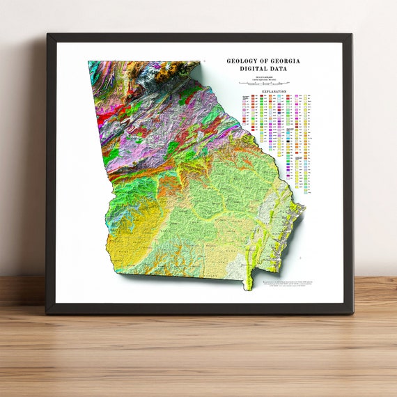 Georgia Map Georgia Relief Map Georgia Historical Map - Etsy