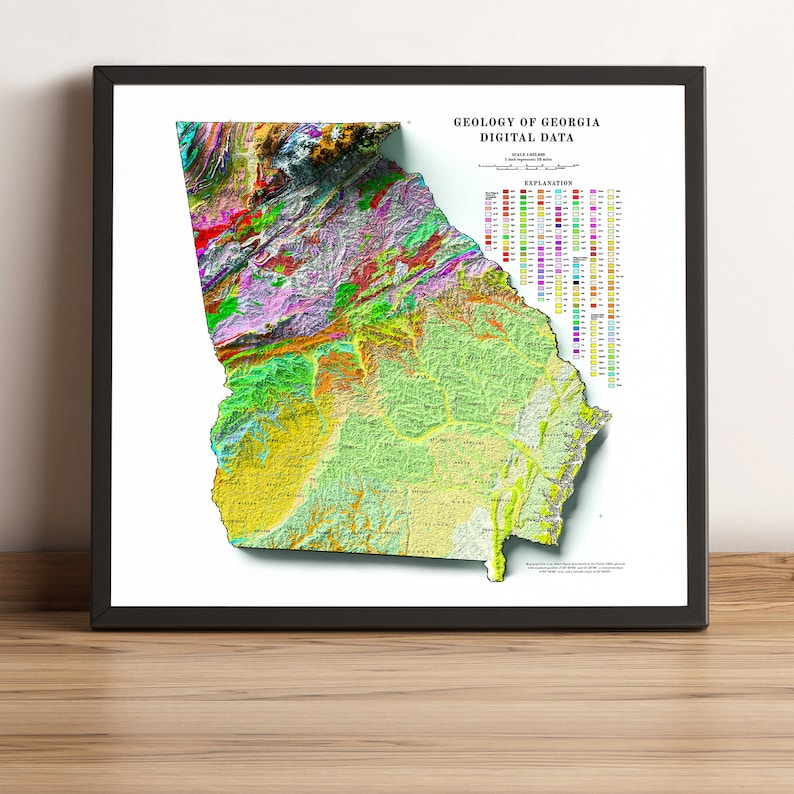 Georgia Map Georgia Relief Map Georgia Historical Map - Etsy